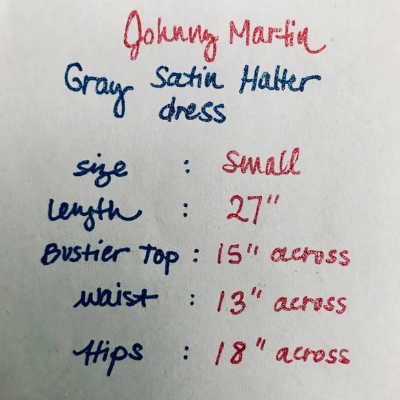 Johnny Martin | Dresses | Johnny Martin Gray Satin Halter Dress Size S | Poshmark